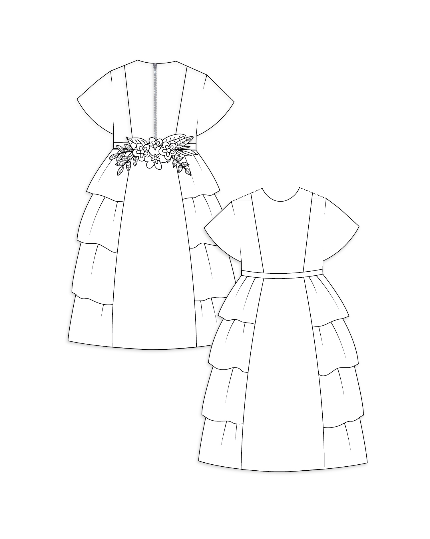 Megadolls Two-Sided Paper Doll Yindi Maxi Tiered Dress
